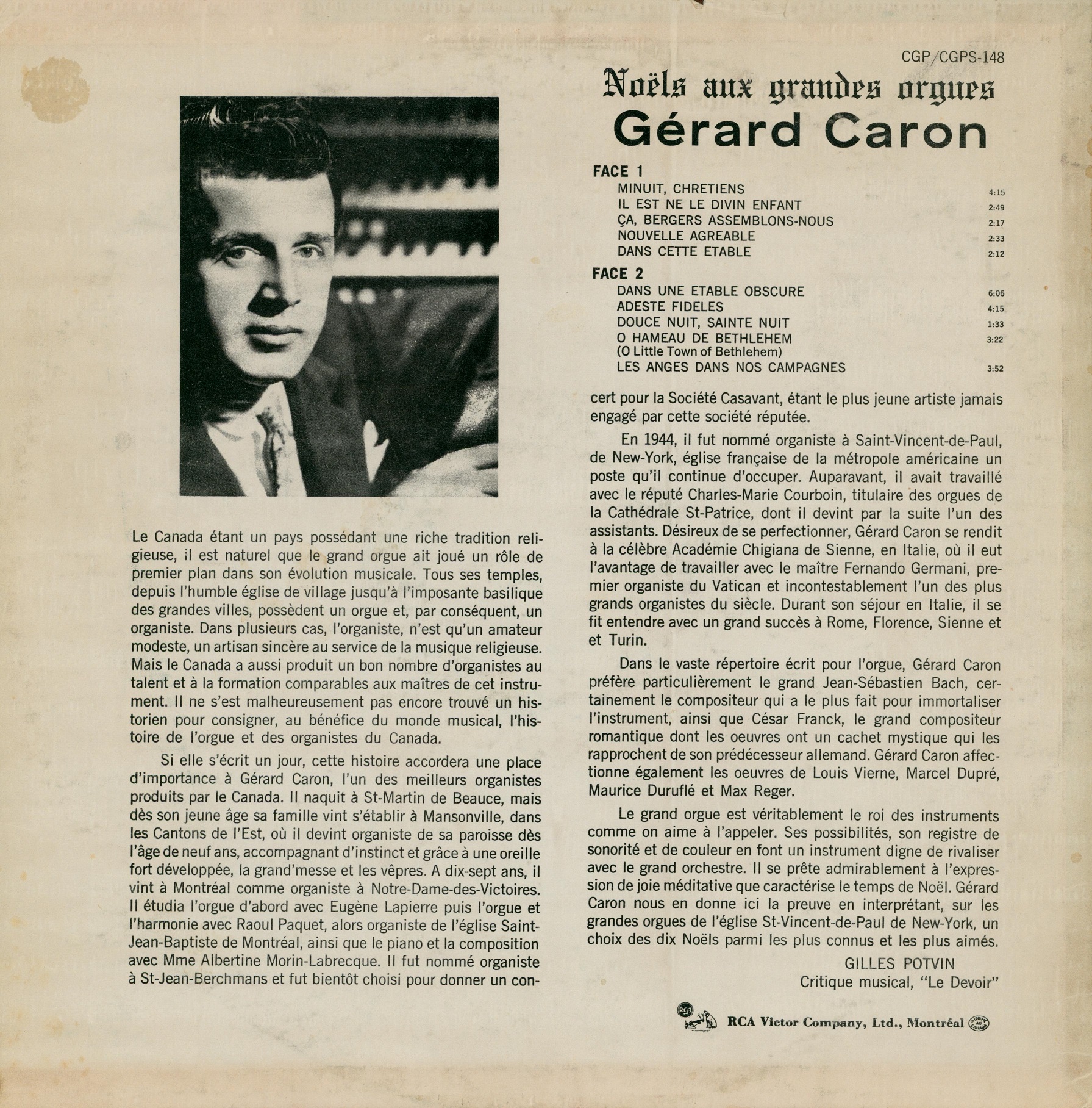 Noëls aux grandes orgues (1963) | Gérard Caron